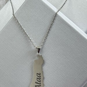 Personalized Palestine Map Necklace, Sterling Silver Cable Chain - Etsy
