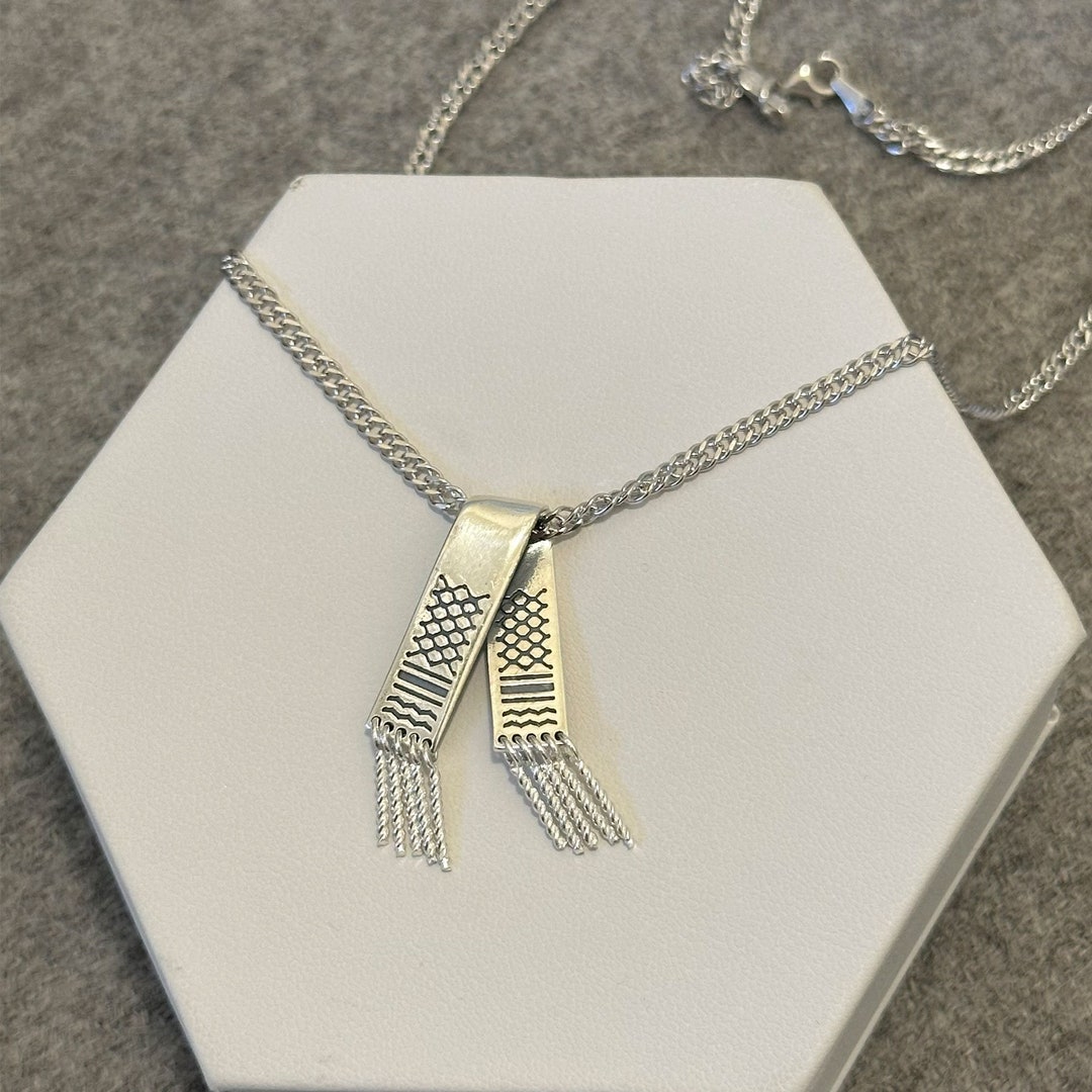 Kuffia Necklace Palestine Traditional Silver, 925 Sterling Silver ...