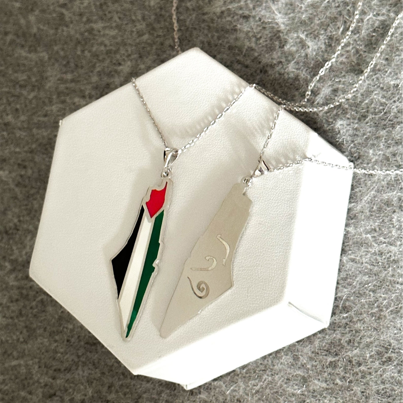 Palestine Map Necklace palestine Flag sterling Silver 925 - Etsy Canada