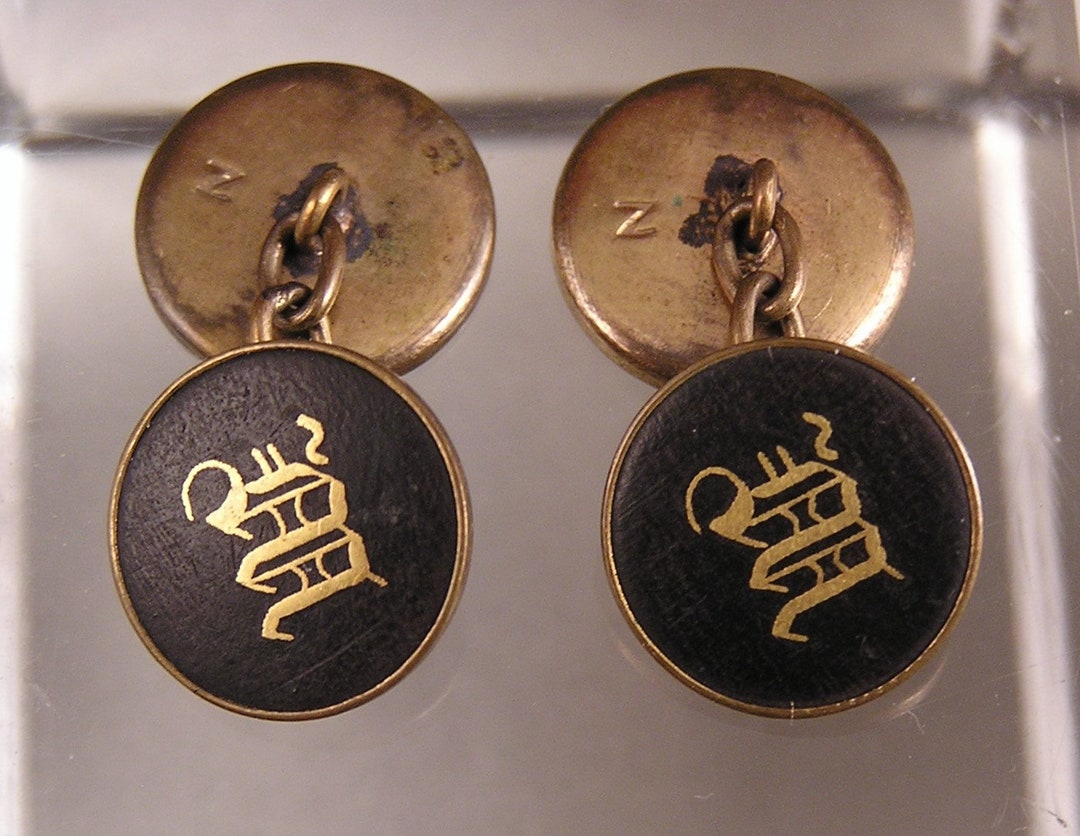 Vintage Beautiful Japanese Damascene Cuff Links Early Showa, Cuff Links ...