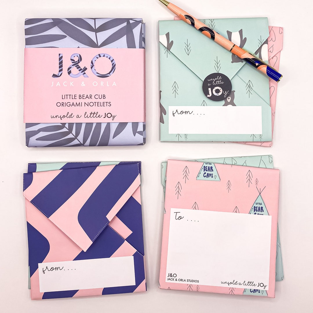 Set of 6 Origami Letter Writing Notelets | Our Little Bear Cub ...