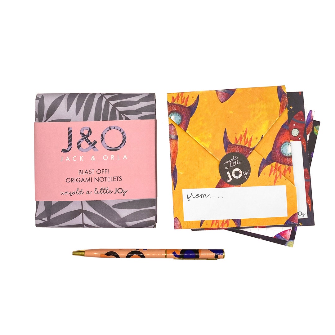 Set of 6 Origami Letter Writing Notelets for Children Blast off Space ...