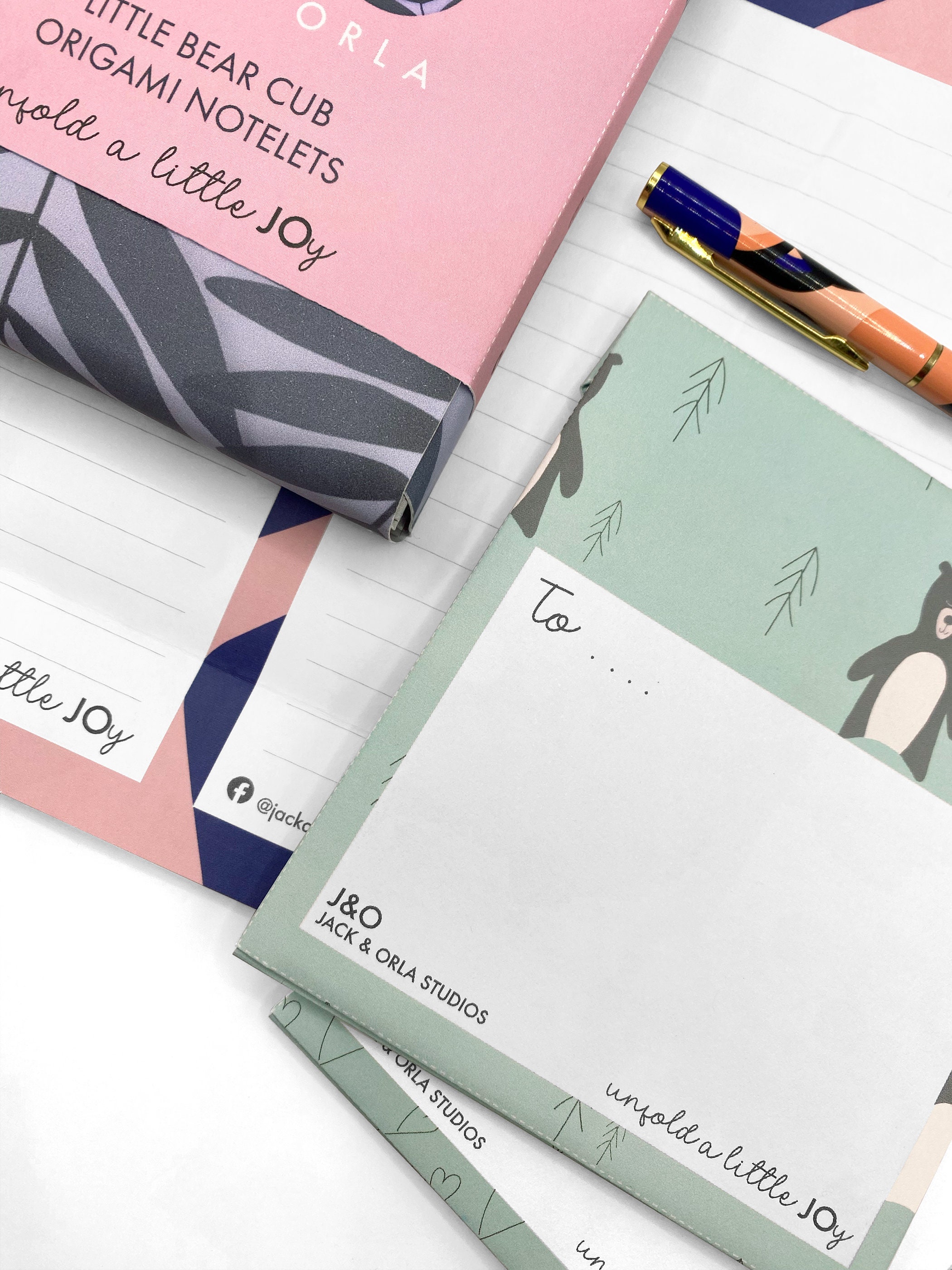 Set of 6 Origami Letter Writing Notelets Our Little Bear Cub - Etsy UK