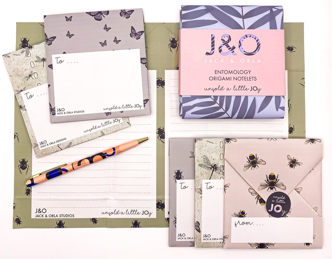 Set of 6 Origami Letter Writing Notelets Insect Collection Entomology ...