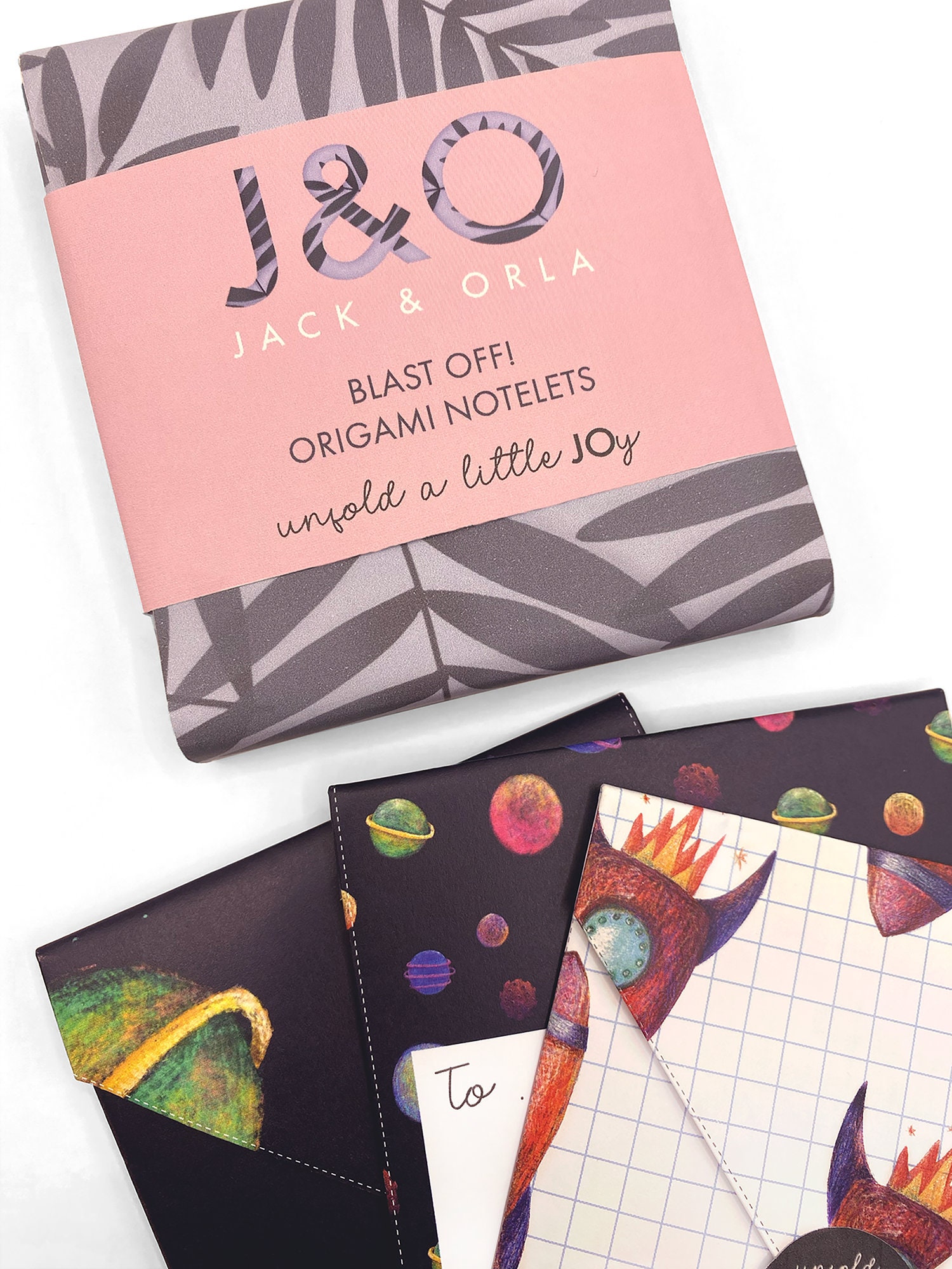 Set of 6 Origami Letter Writing Notelets for Children Blast off Space ...