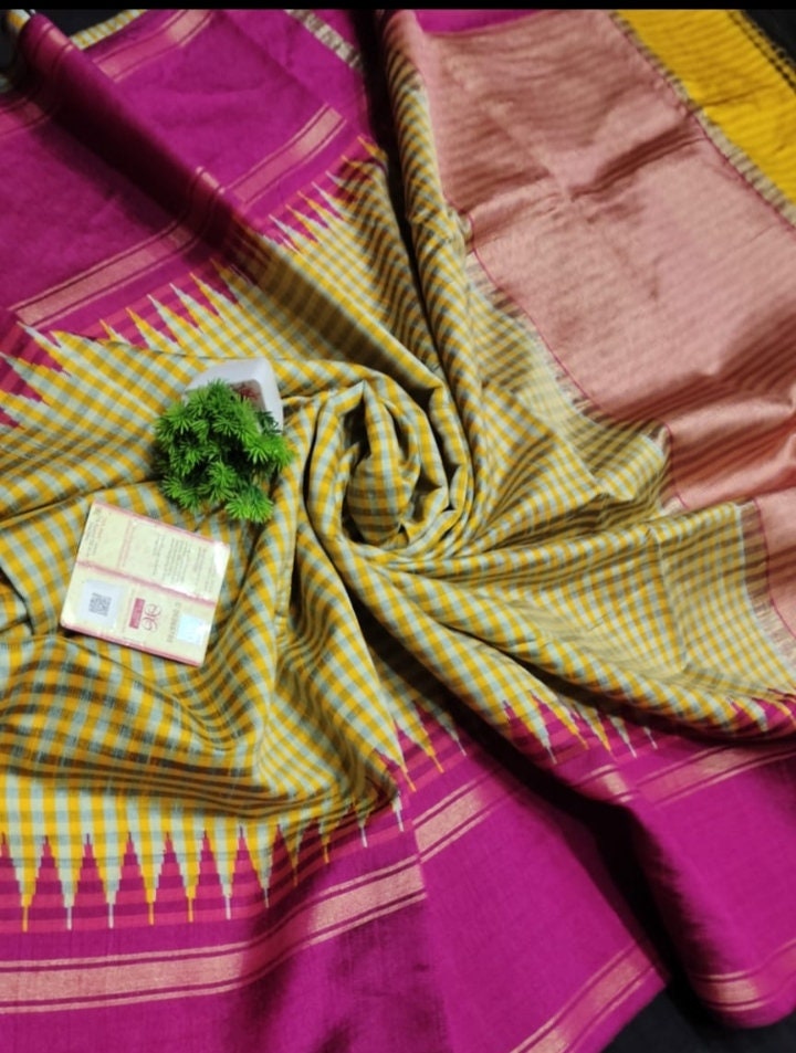 Exclusive Pure Raw Silk Check Design Saree. - Etsy
