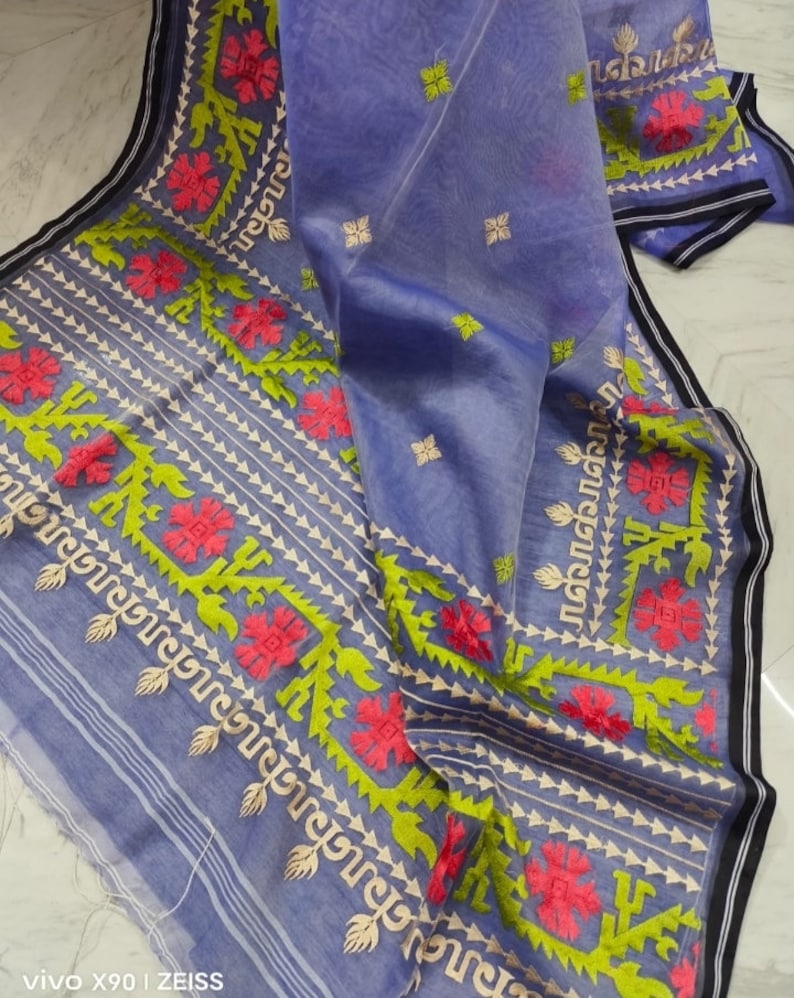 Exclusive Pure Moslin Silk With Work Saree. - Etsy