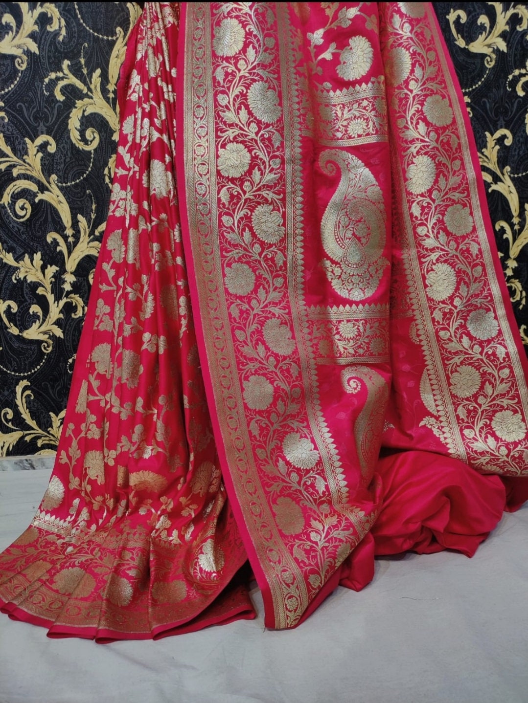 Beautiful Jangla Woven Work Banarasi Katan Handloom Saree - Etsy