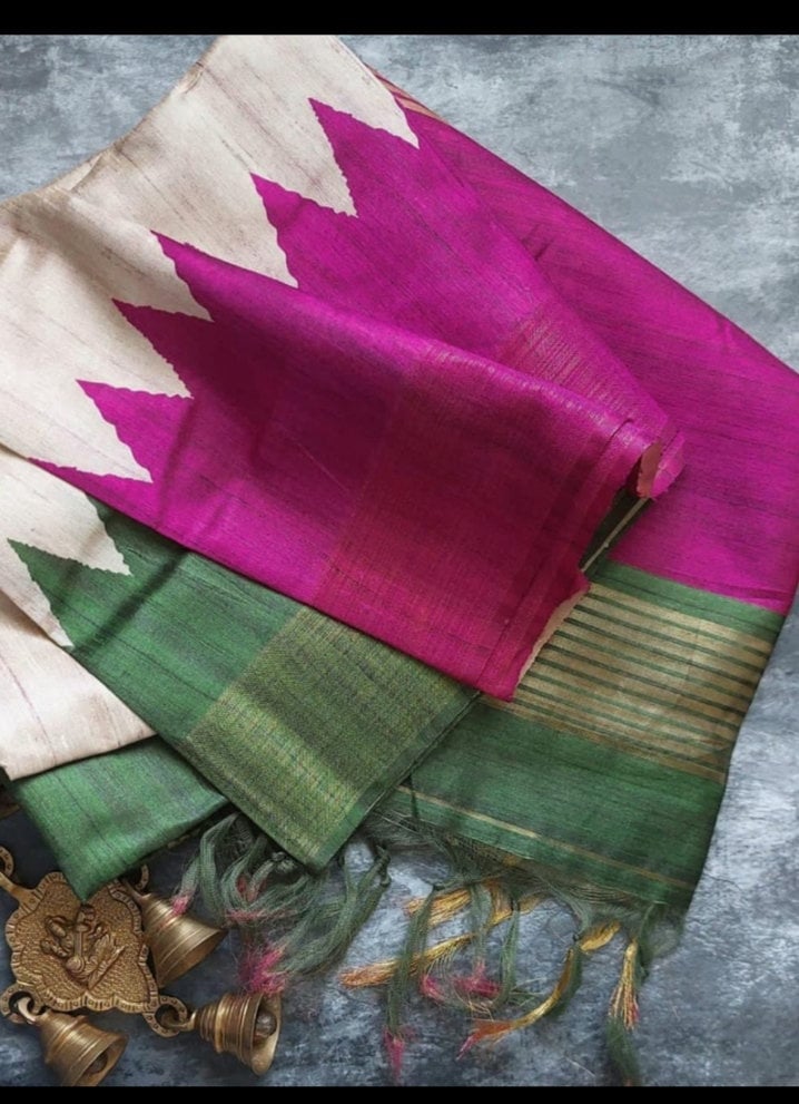 Semi Geecha Tussar Silk Dial Border Saree - Etsy