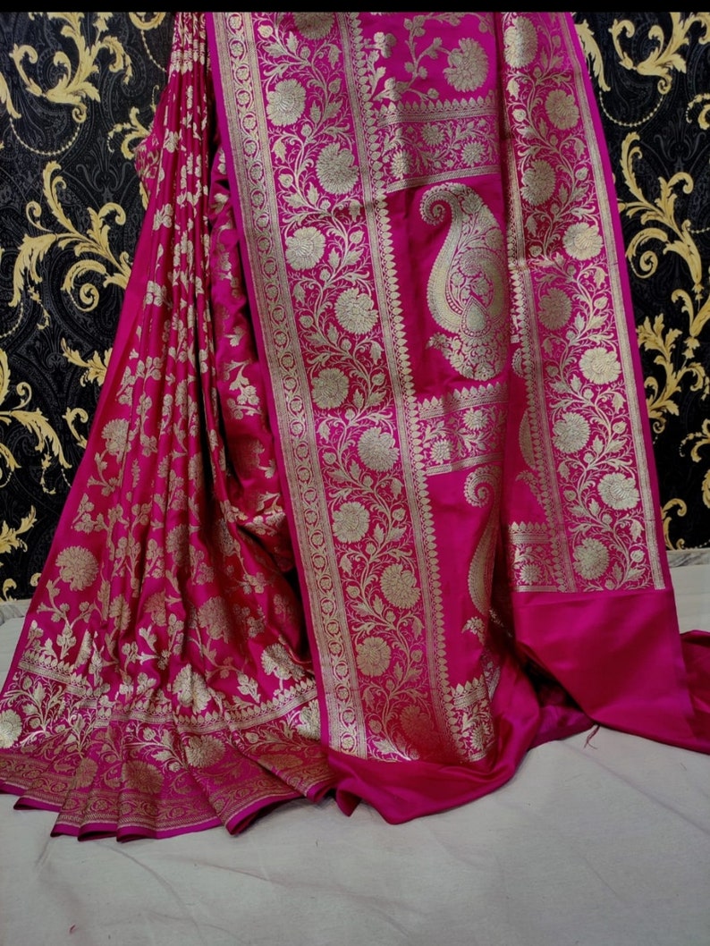 Beautiful Jangla Woven Work Banarasi Katan Handloom Saree - Etsy