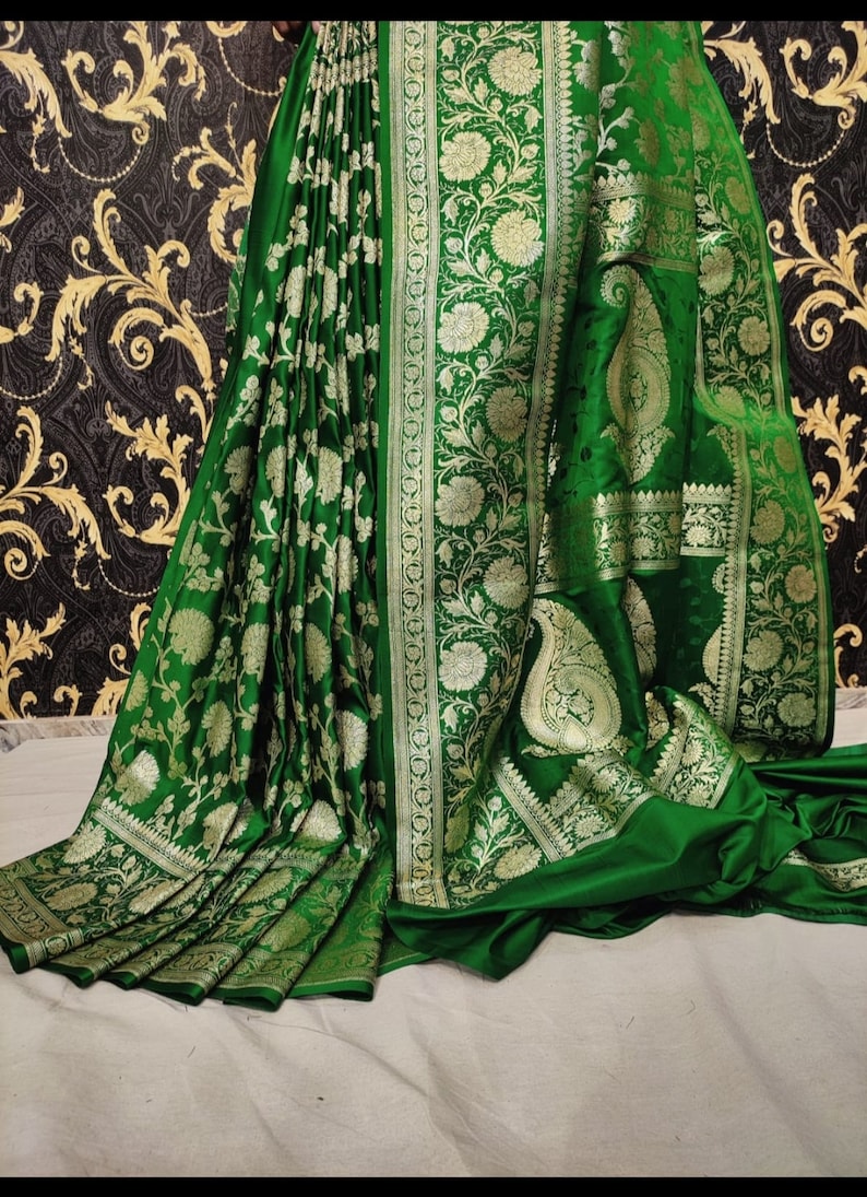 Beautiful Jangla Woven Work Banarasi Katan Handloom Saree - Etsy