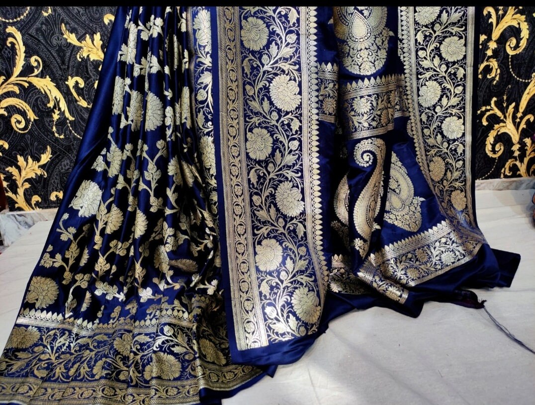 Beautiful Jangla Woven Work Banarasi Katan Handloom Saree - Etsy