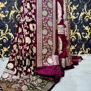 Beautiful Jangla Woven Work Banarasi Katan Handloom Saree - Etsy