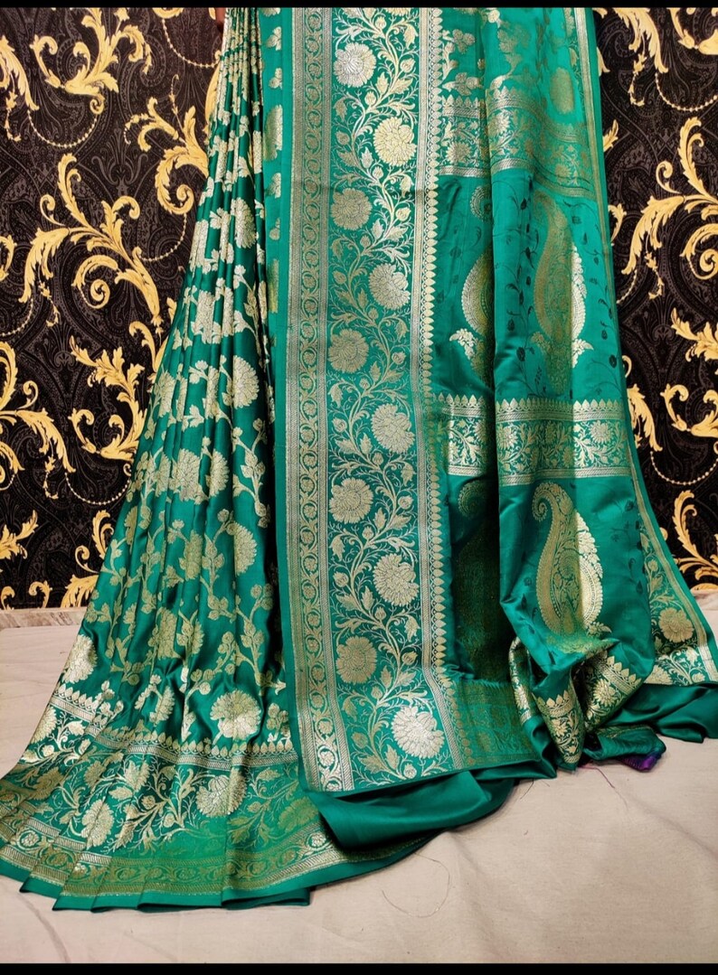 Beautiful Jangla Woven Work Banarasi Katan Handloom Saree - Etsy