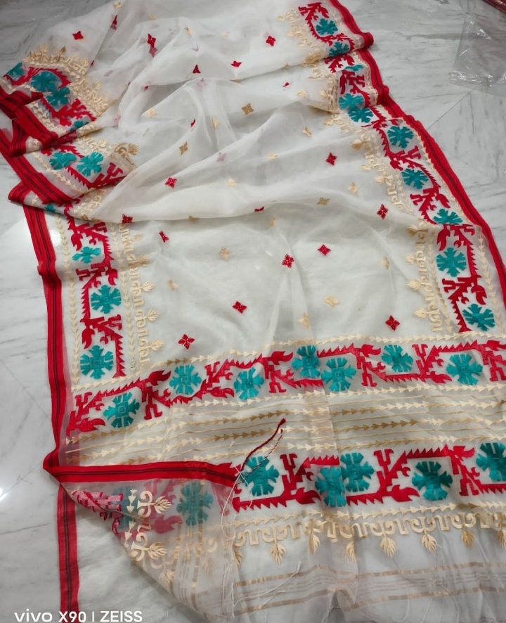 Exclusive Pure Moslin Silk With Work Saree. - Etsy