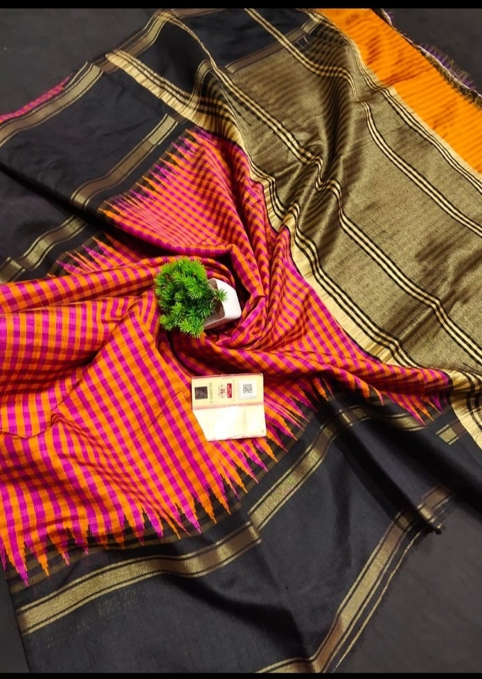 Exclusive Pure Raw Silk Check Design Saree. - Etsy