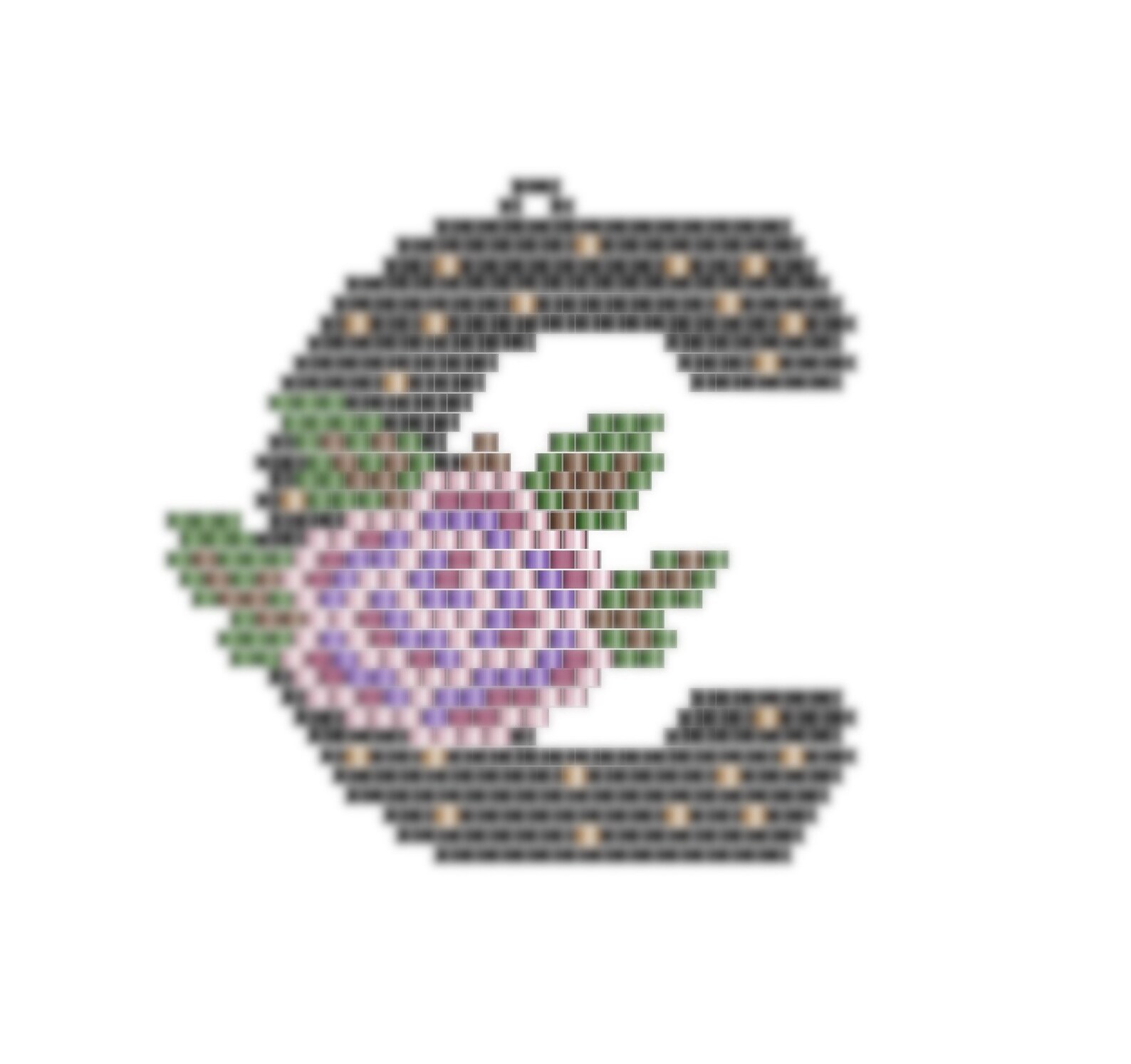 Brick Stitch Beading Letter C With Rose Pendant PDF Digital Pattern. - Etsy