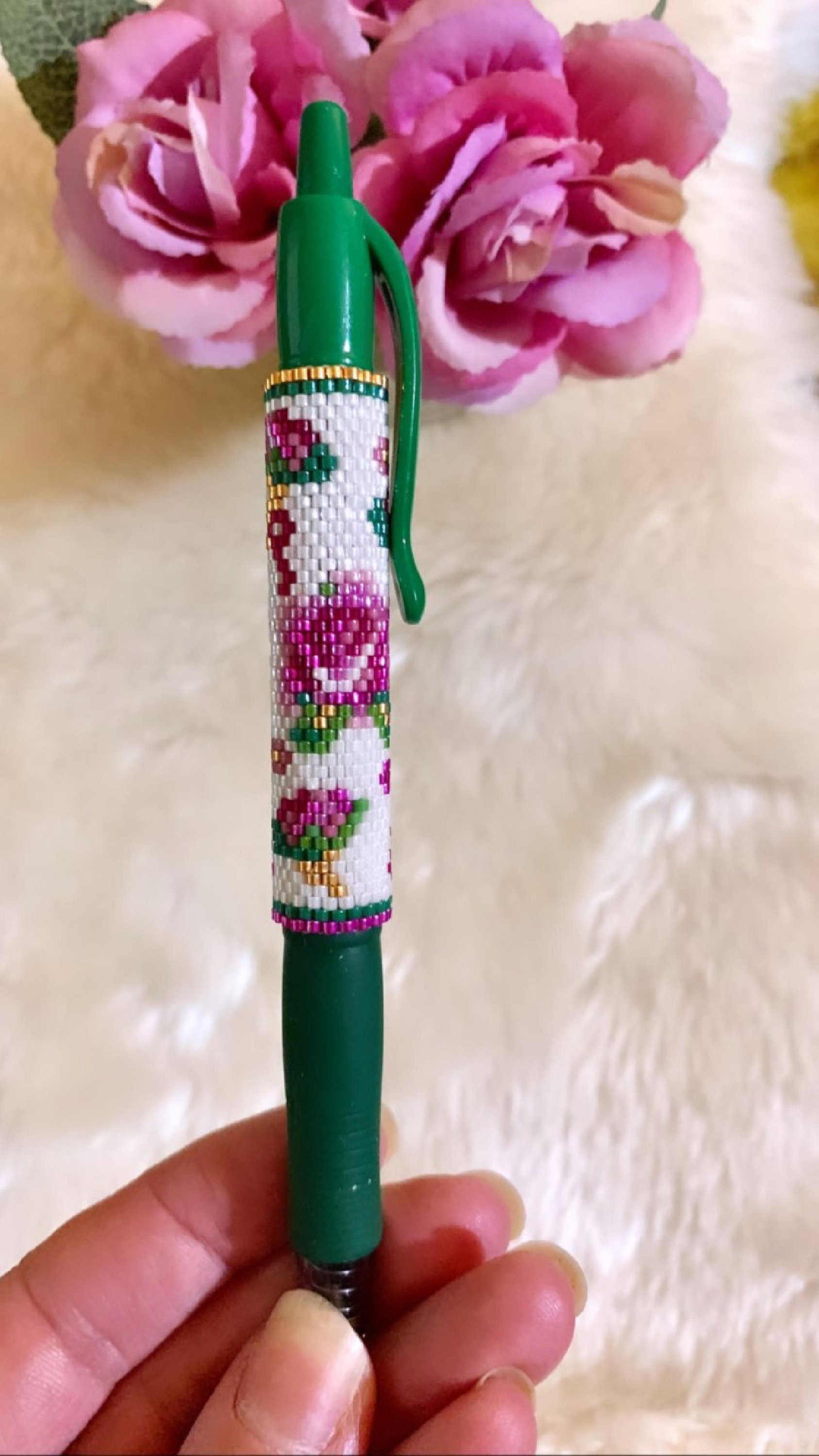 Pink Roses Peyote Weaving Pen Cover for G2 Pen Wrap Miyuki - Etsy
