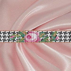 Crowbar Bead Loom Pink Rose Bracelet Pattern. Crowbar Pink Rose Miyuki ...