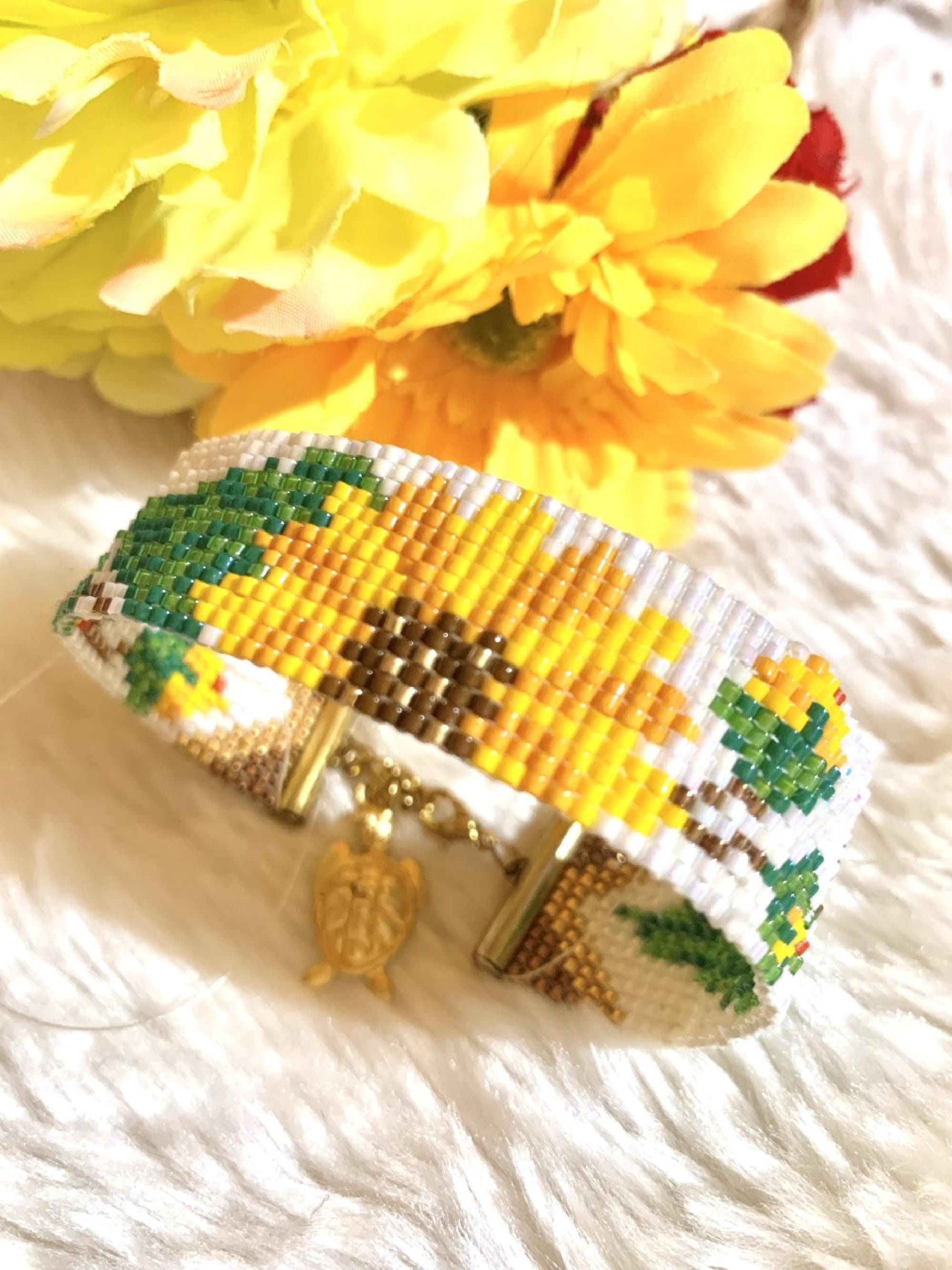 Sunflower Loom Beading Bracelet PDF Digital Pattern With Miyuki Delica ...