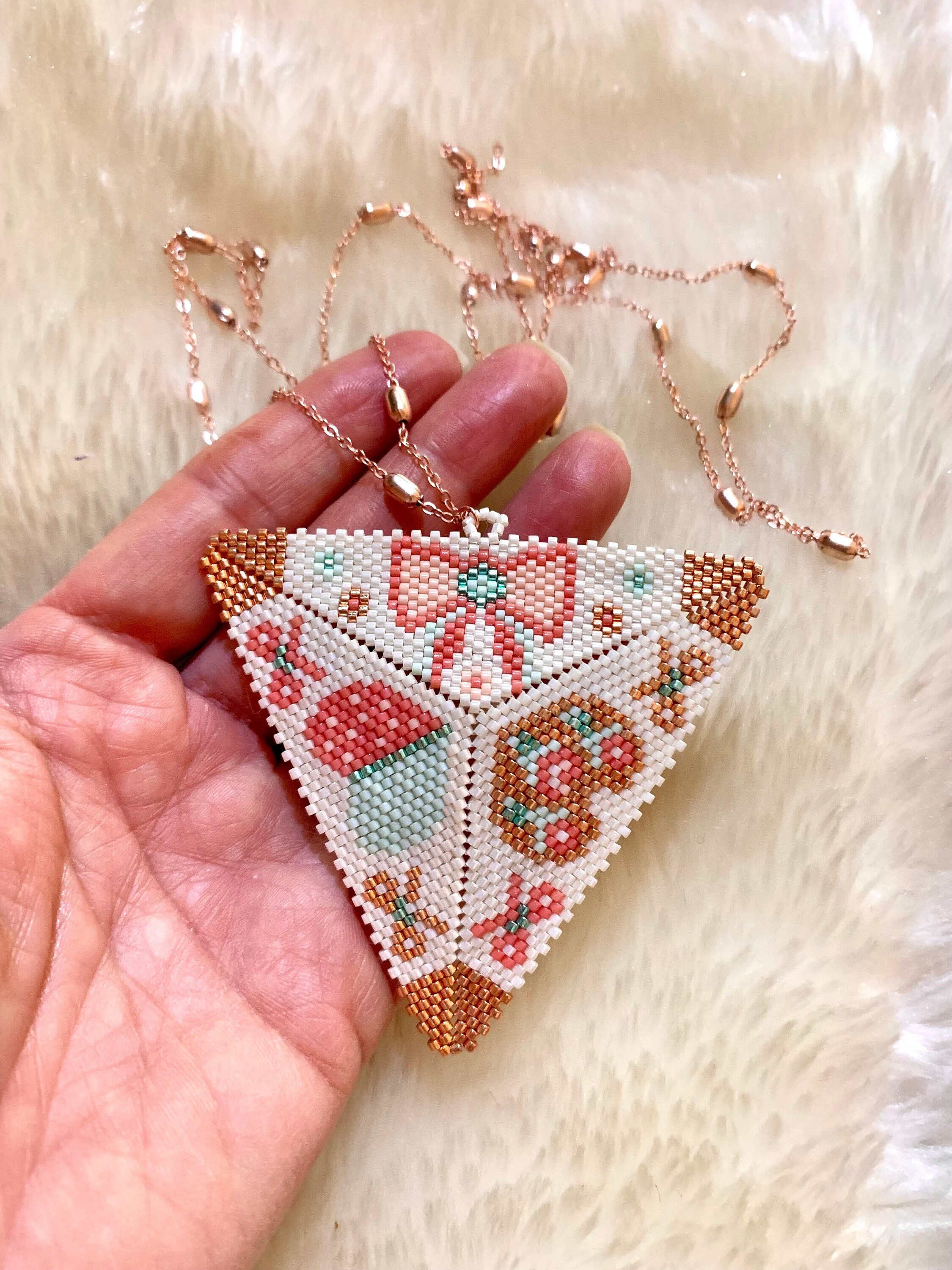 3D Peyote Triangle Hearts Bows Pattern. Miyuki Delica 11/0 Pendant PDF ...