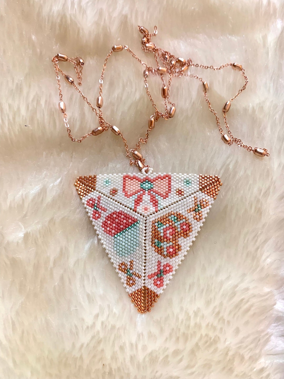 3D Peyote Triangle Hearts Bows Pattern. Miyuki Delica 11/0 Pendant PDF ...