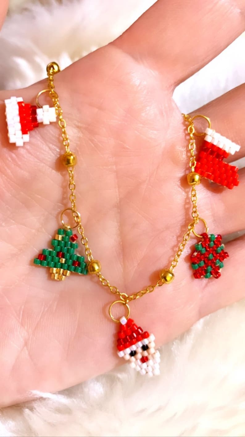 Brick Stitch Beaded Christmas Bracelet PDF Digital Pattern. - Etsy