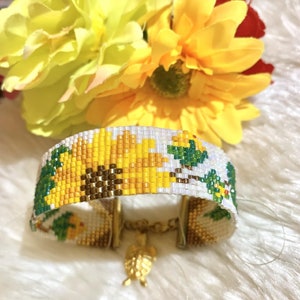Sunflower Loom Beading Bracelet PDF Digital Pattern With Miyuki Delica ...