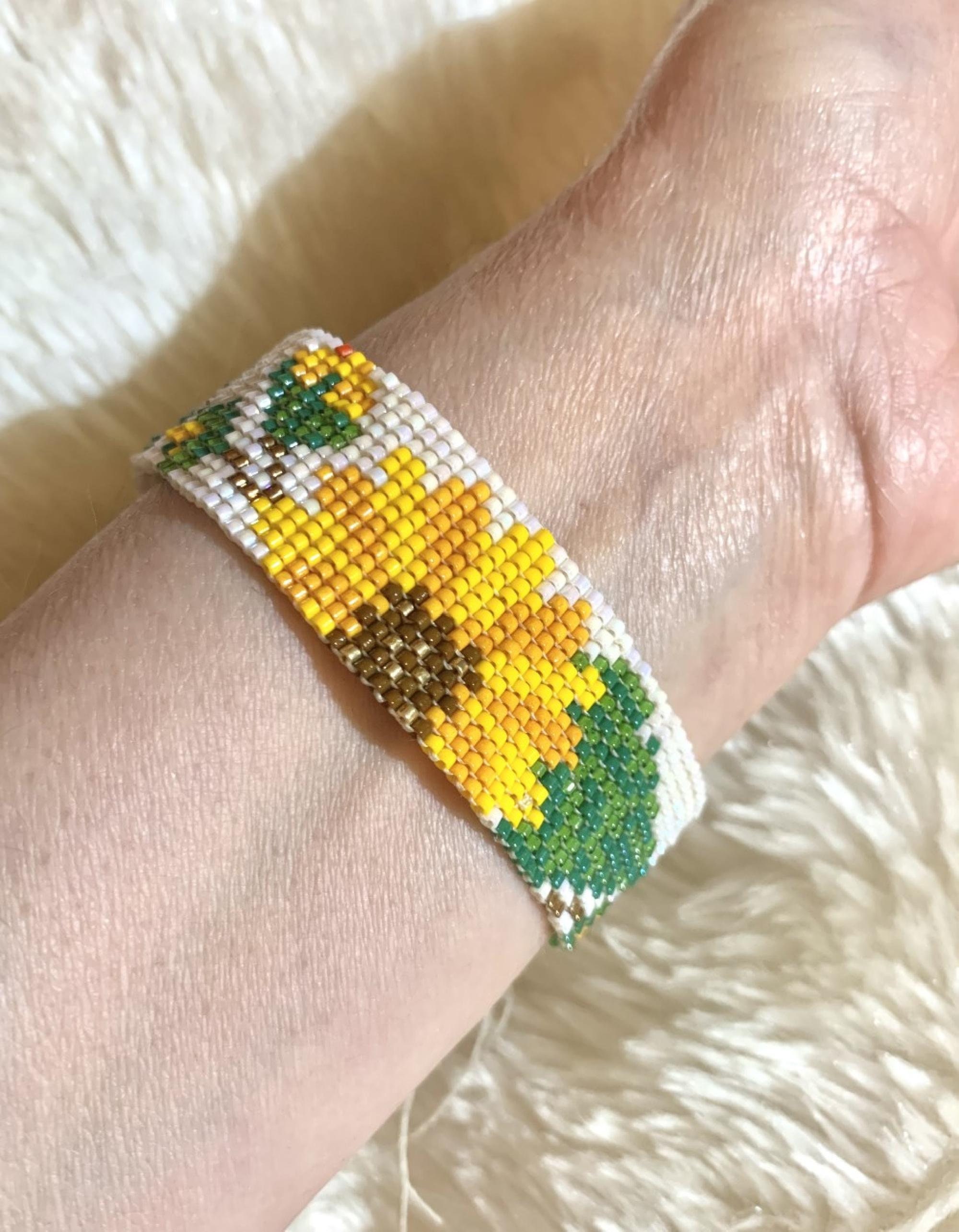 Sunflower Loom Beading Bracelet PDF Digital Pattern With Miyuki Delica ...