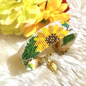 Sunflower Loom Beading Bracelet PDF Digital Pattern With Miyuki Delica ...