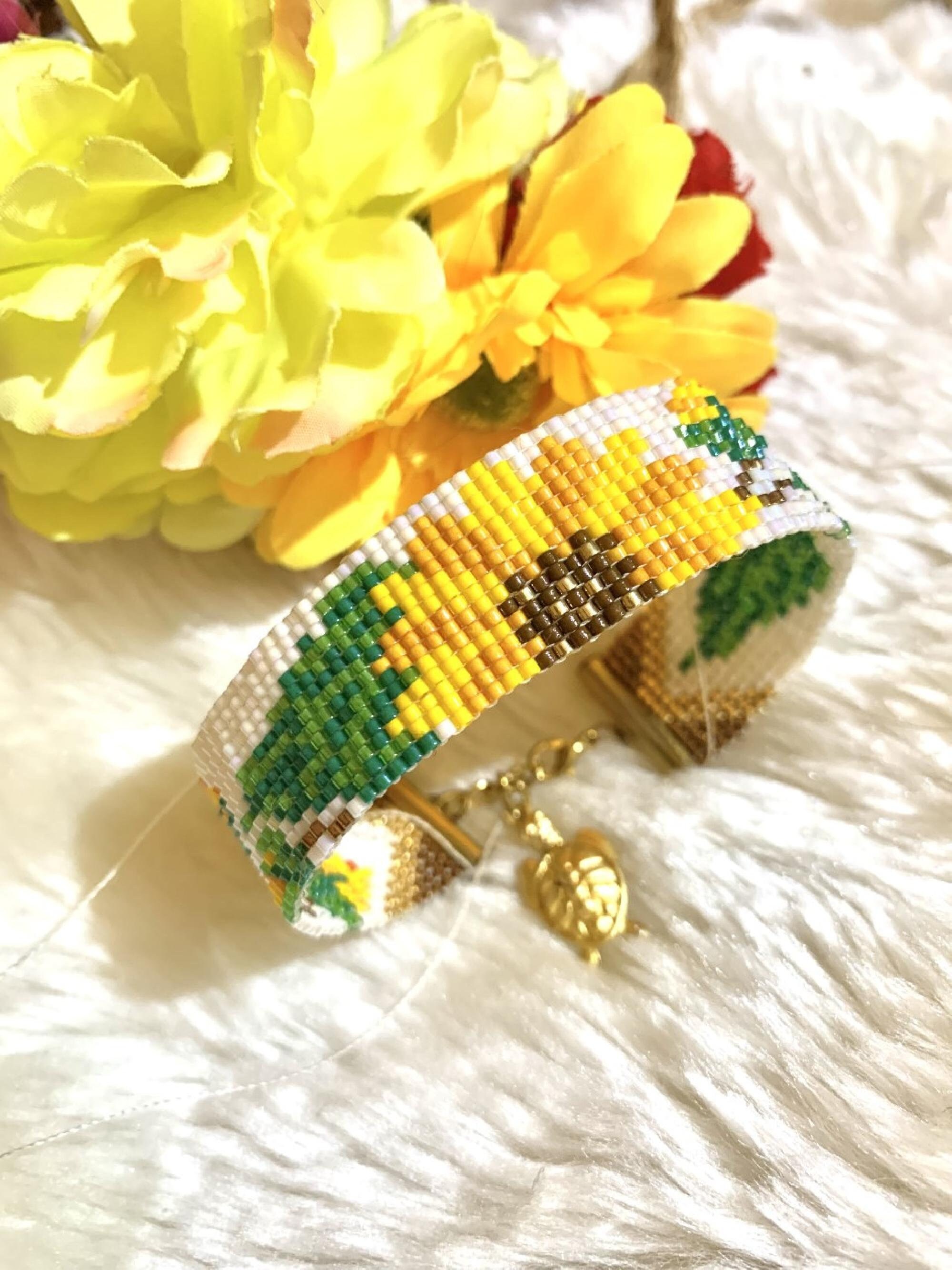 Sunflower Loom Beading Bracelet PDF Digital Pattern With Miyuki Delica ...