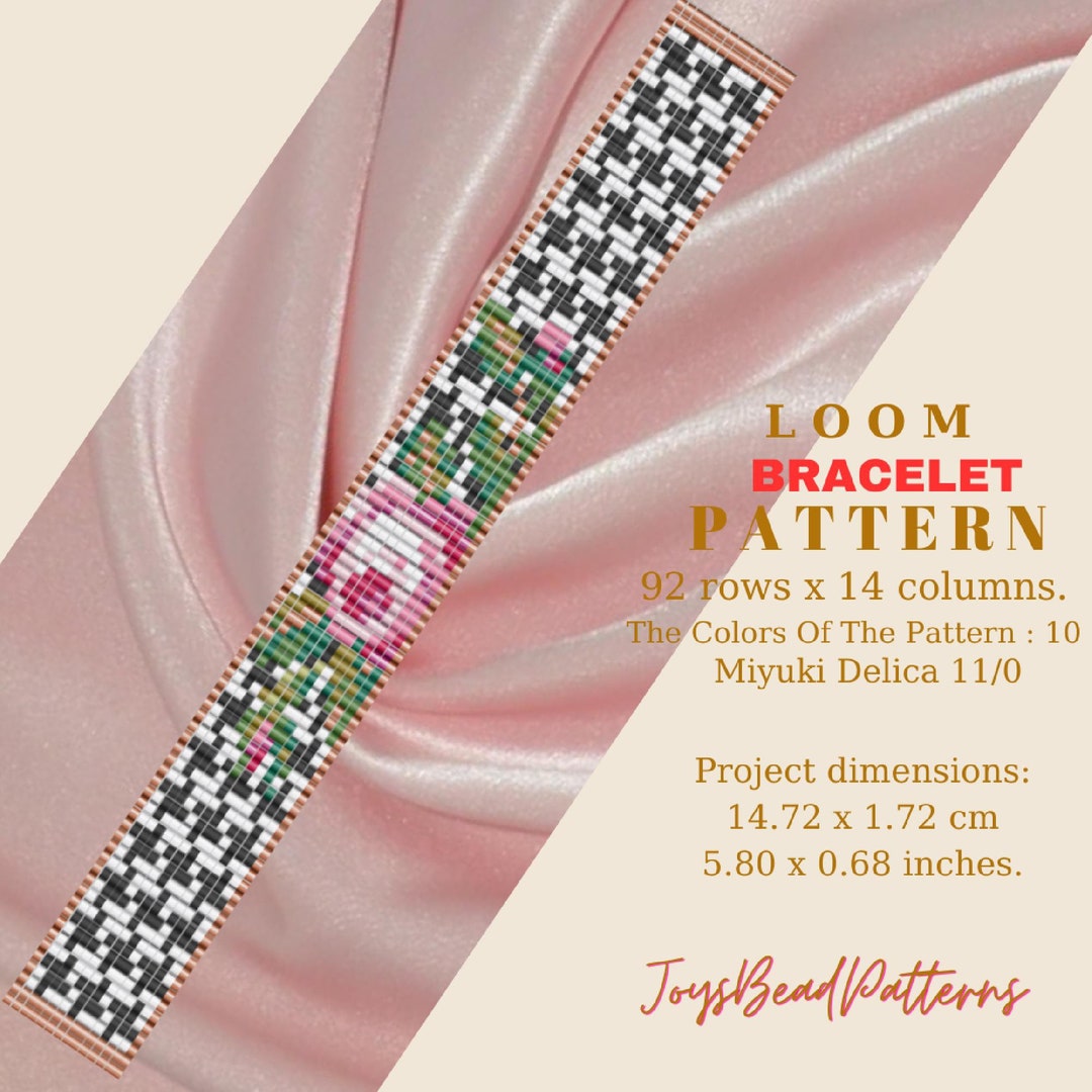 Crowbar Bead Loom Pink Rose Bracelet Pattern. Crowbar Pink Rose Miyuki ...