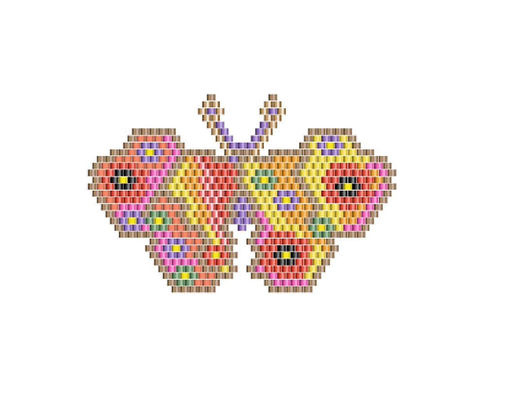 Brick Stitch Beaded Butterfly With Flower PDF Digital Pattern. - Etsy