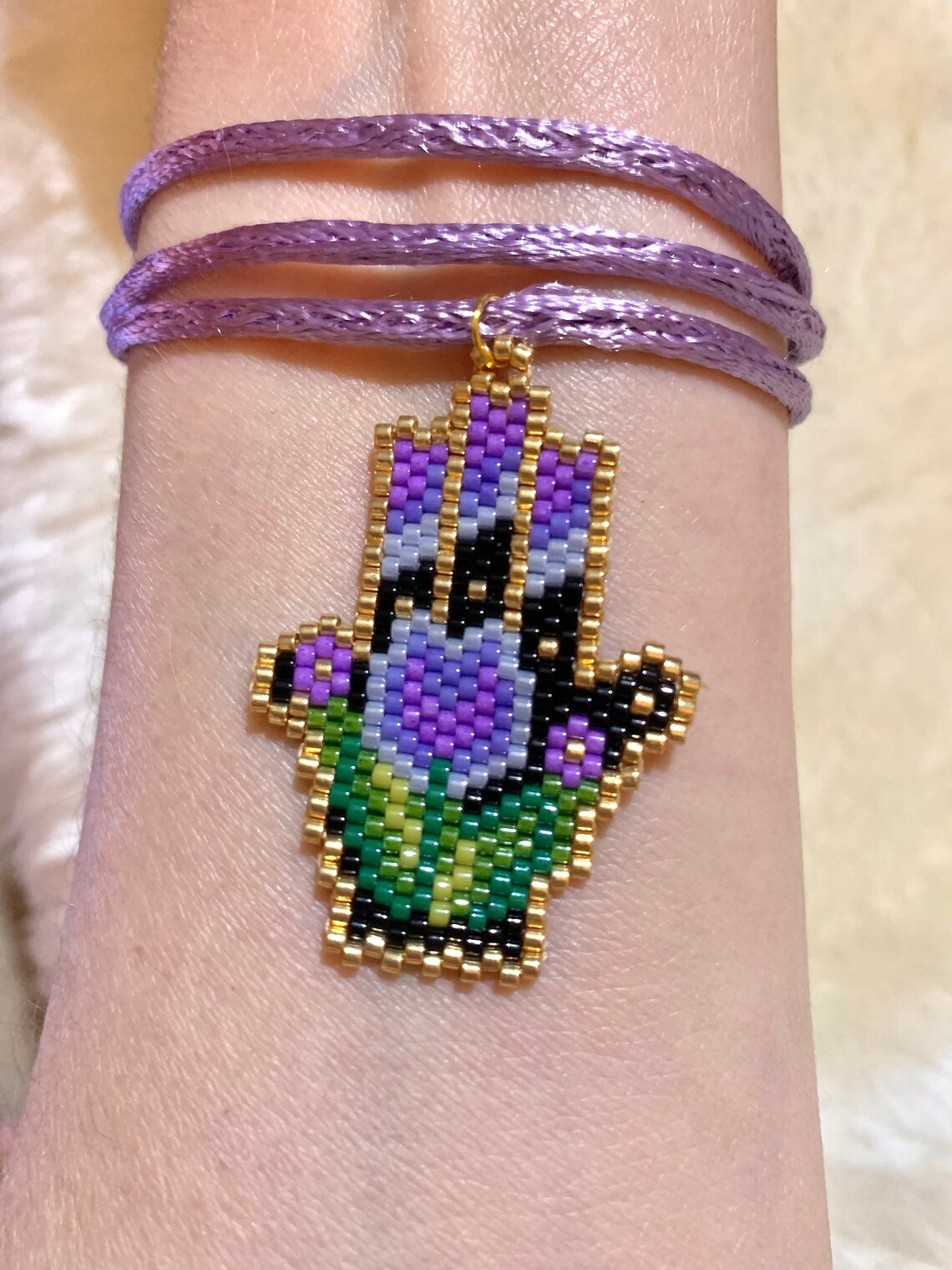 Brick Stitch Fatima Hand Pendant Bead Pattern Instant PDF Download. - Etsy