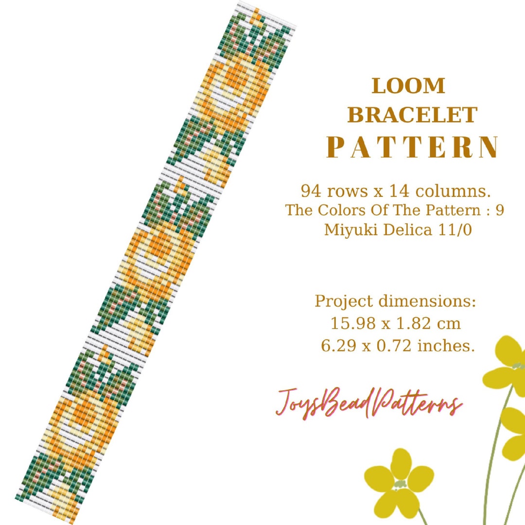 Yellow Rose Bead Loom or Square Stitch Bracelet PDF PATTERN Miyuki ...