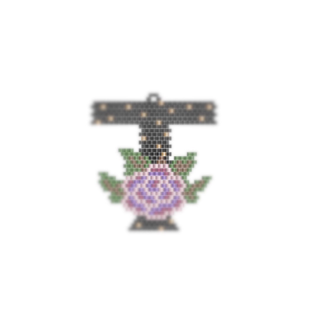 Brick Stitch Personalized Letter 'T' With Rose Pendant Digital PDF ...