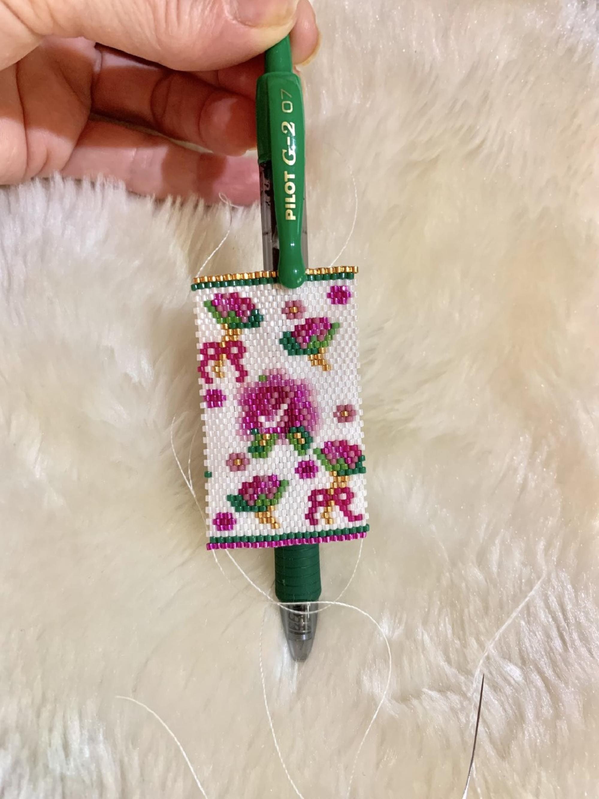 Pink Roses Peyote Weaving Pen Cover for G2 Pen Wrap Miyuki - Etsy