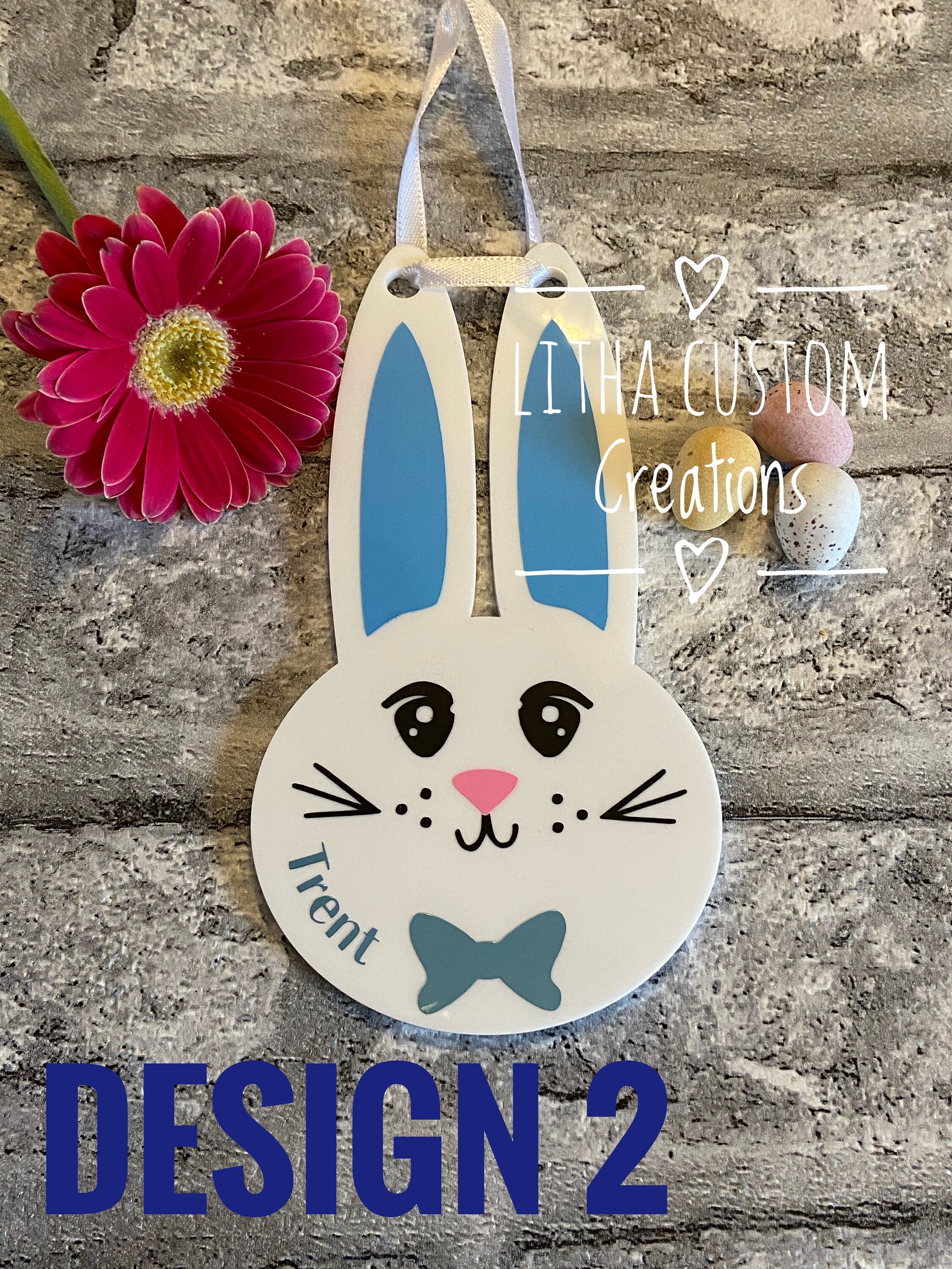 Personalised Easter Bunny hanging decoration. My 1st Easter. | Etsy