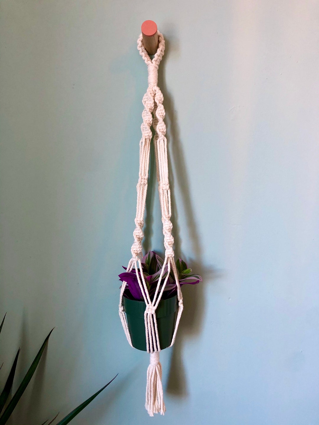 Pequeño Macrame Espiral Plantador Colgante - Etsy España