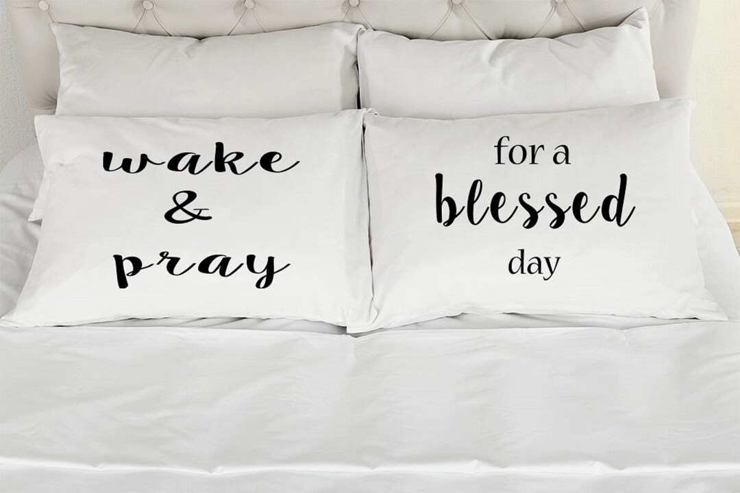 Wake and Pray for a Blessed Day Religious Pillow Cases set of 2 Printed ...