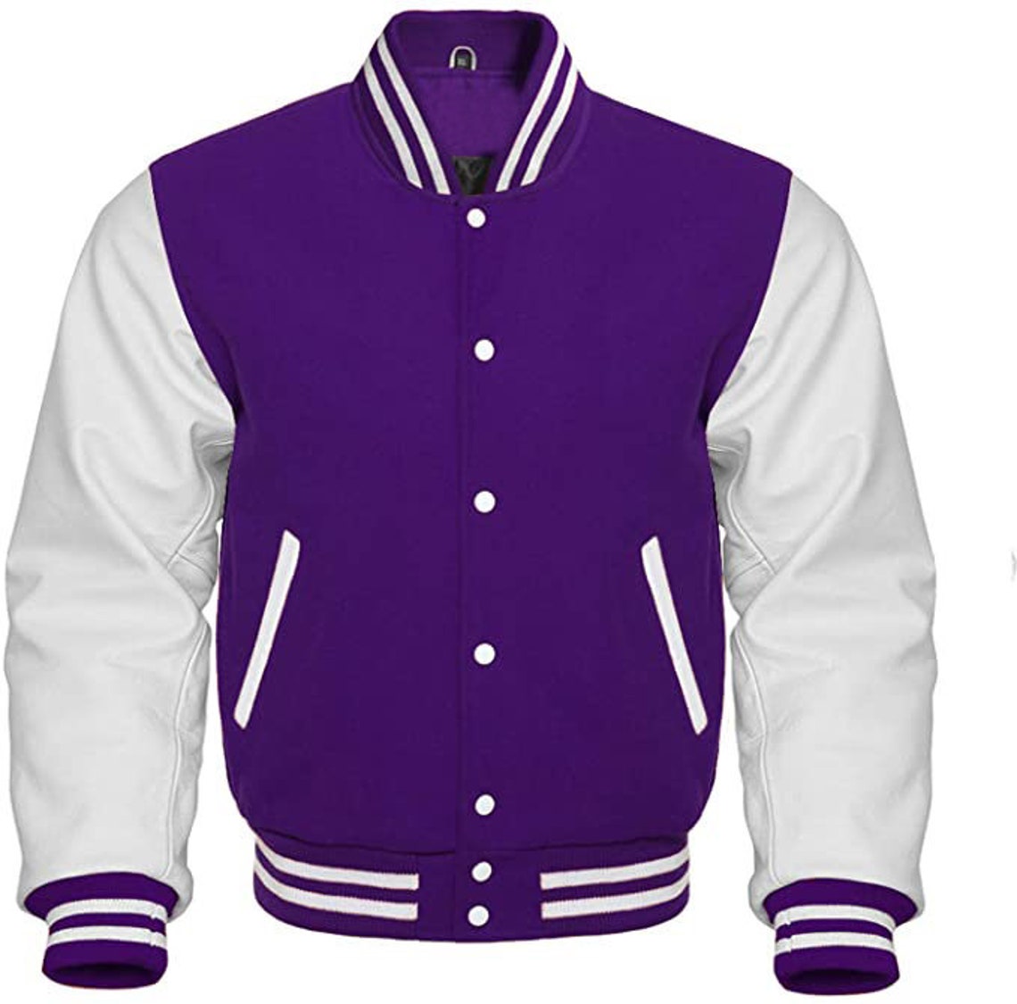 Letterman Baseball School College Bomber Varsity Jacket Purple Wool ...