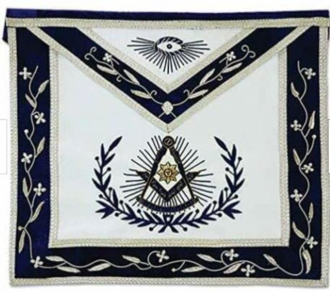 Past Master Masonic Apron With Embroidered Border %100 Lambskin Hand ...