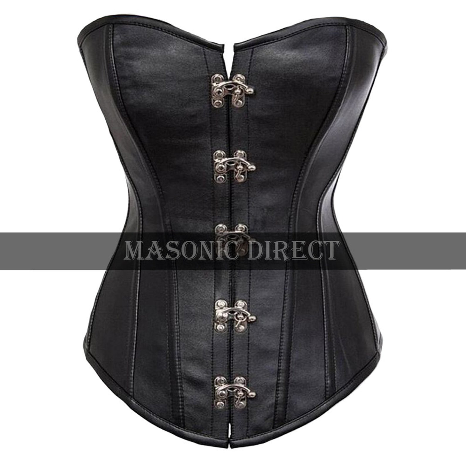 Women's Real Black Leather Corset Gothic Bustier Tops Waist Cincher ...