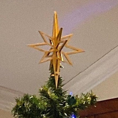 Lg. Stained Glass Tree Topper Iridescent Black Glass | Etsy