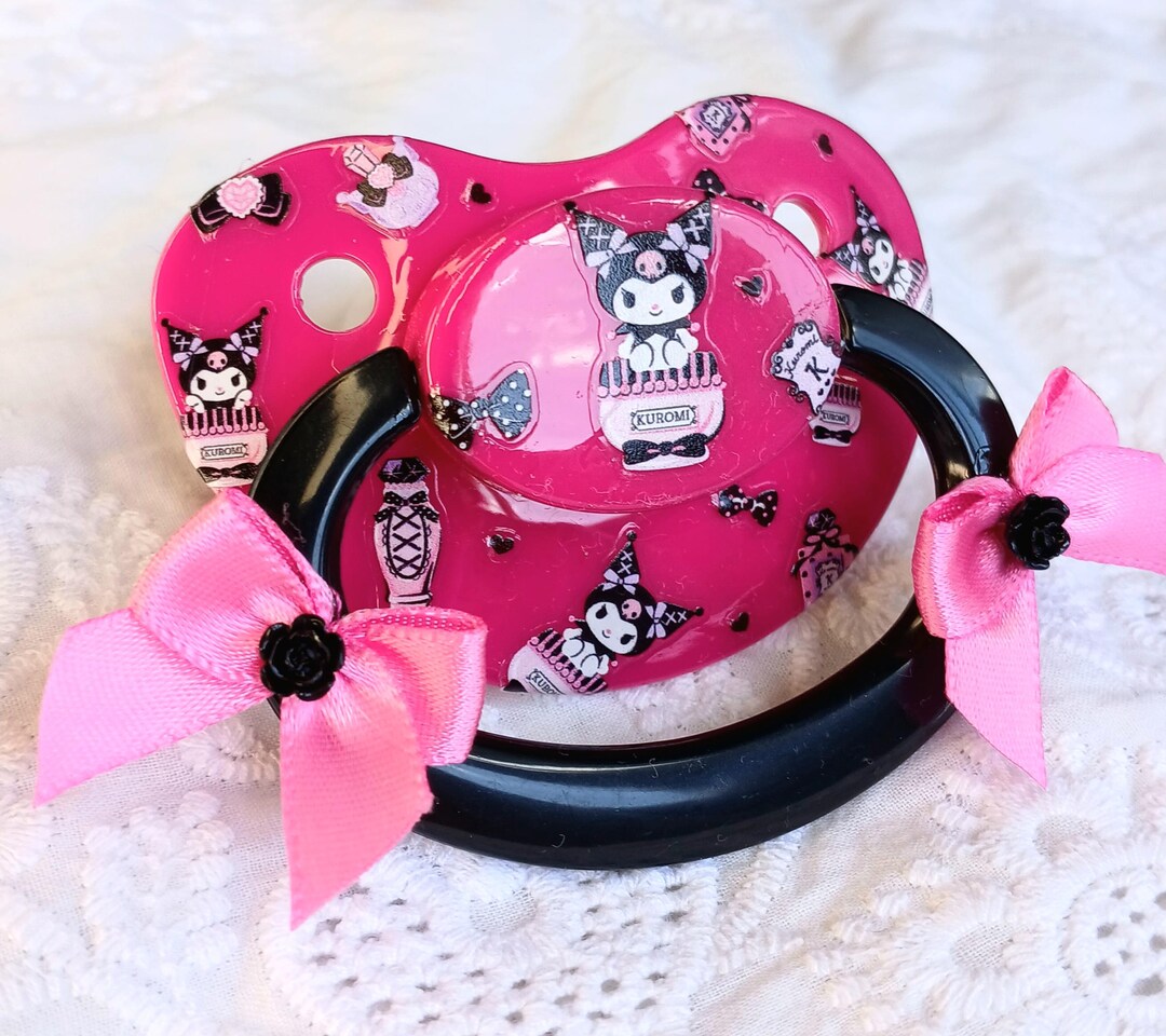 Adult Decorated Pacifier Sanrio Kuromi Pink Black - Etsy