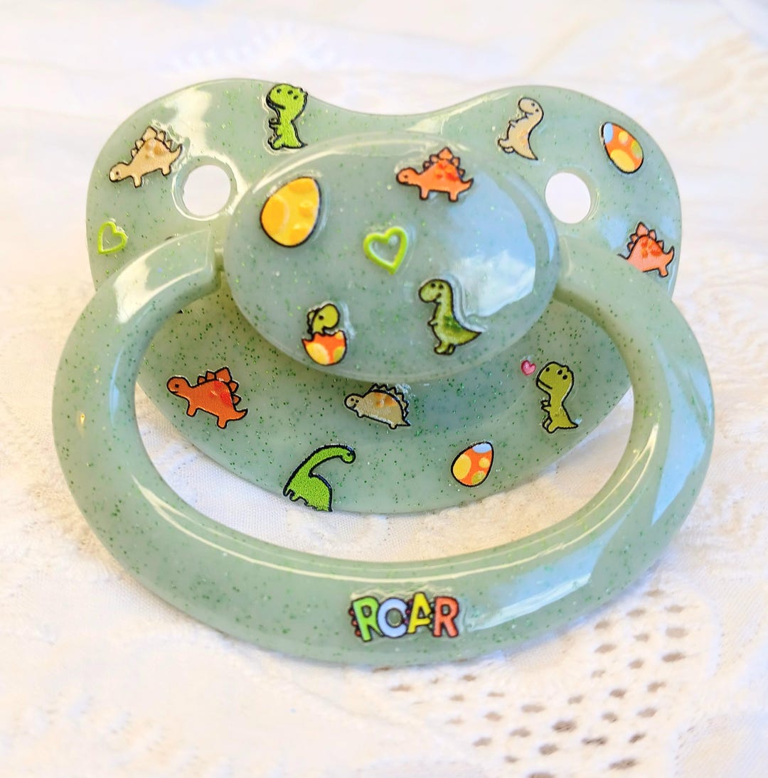 Adult Decorated Pacifier Green Dinosaur - Etsy