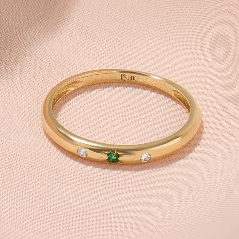 Birthstone Inside Band - Etsy UK
