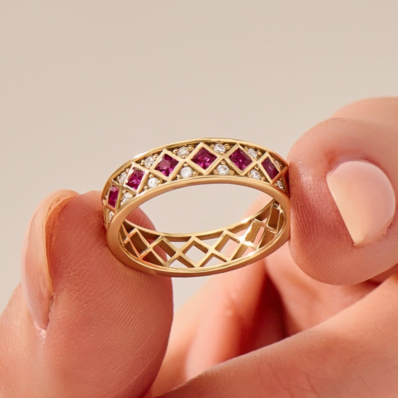 Ruby Wedding Band - Etsy