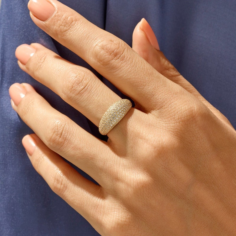 Dome Pave Coloured Rings - Etsy UK