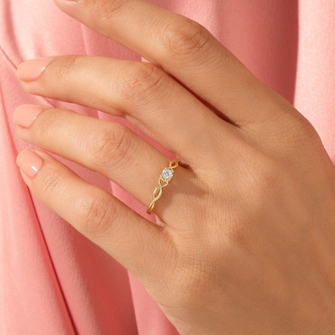 Buy Solid Gold Tiny Engagement Ring 14k Gold Purity Ring for Women ...